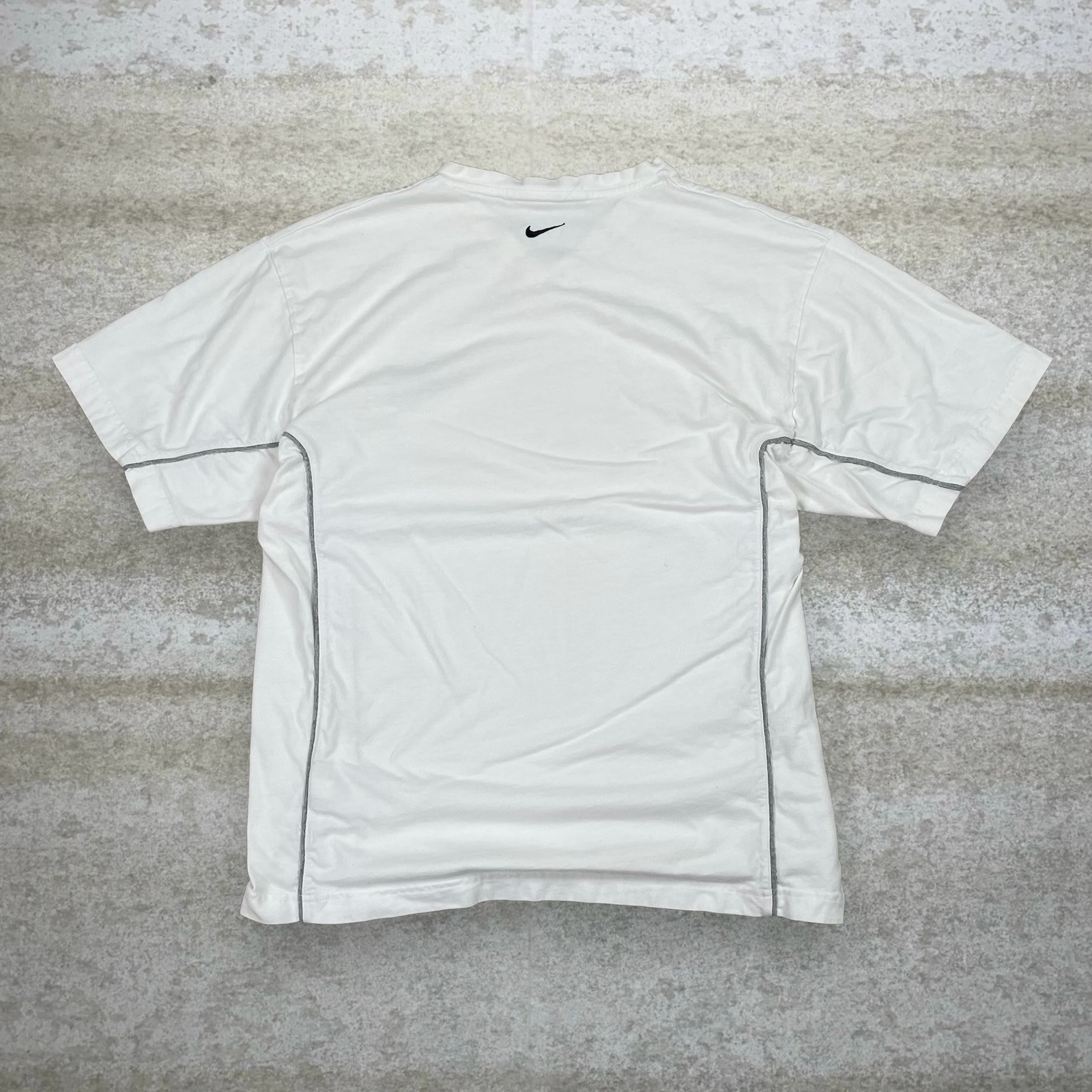 Vintage Nike Shirt Snow White Cotton Embroidered Jet Black Center ...