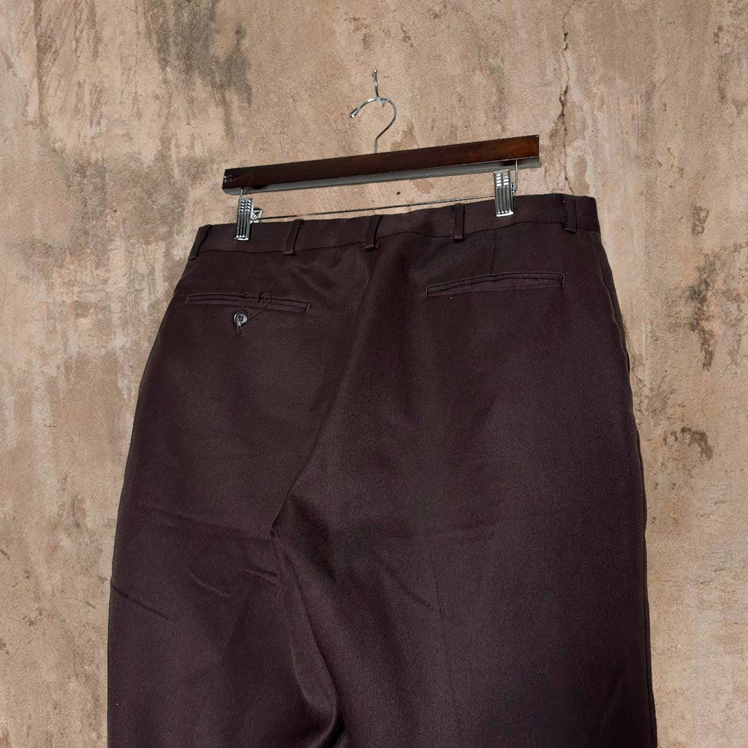 Vintage Dress Pants Chocolate Brown Relaxed Fit Flat Front Perma Prest ...
