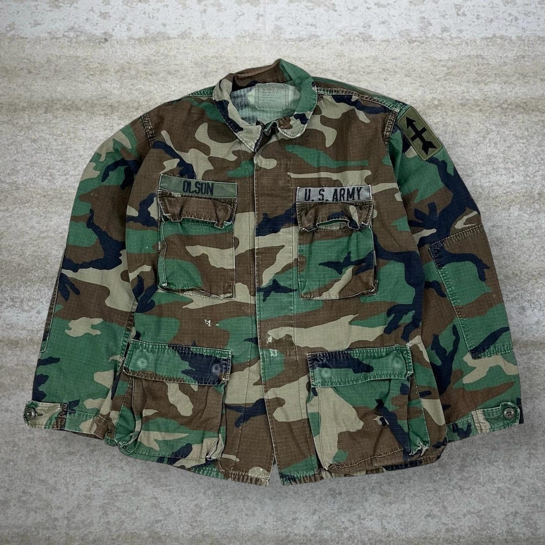 Vintage 90s Military Tactical Button up Shirt Mens S Woodland Camo ...
