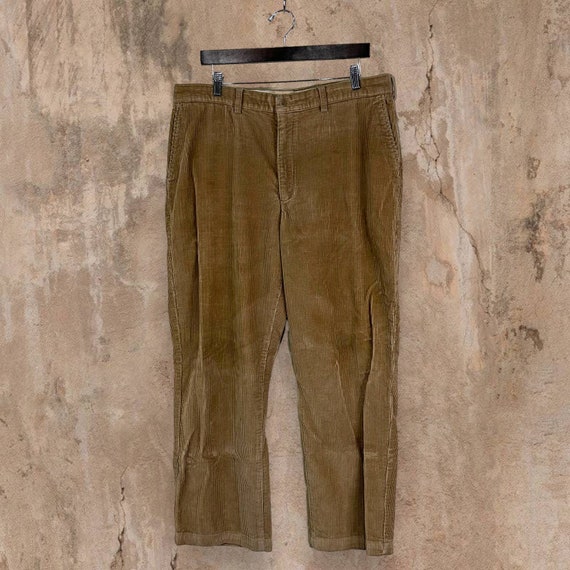 Vintage Corduroy Wheat Tan Pants Flat Front Baggy Fit… - Gem