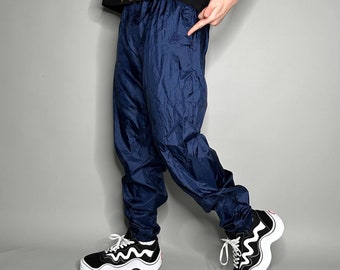 Vintage Nike Track Pants Navy Blue Nylon Joggers Subtle Vintage Nike Track Pants Navy Blue Nylon Joggers Subtle