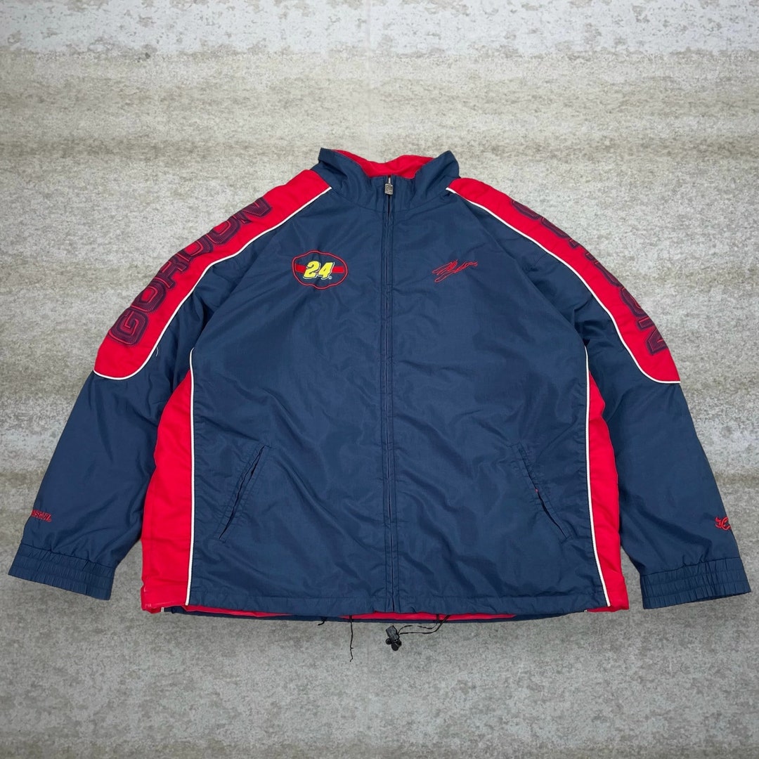 Vintage Jeff Gordon Windbreaker Jacket Nascar Dupont Navy Blue Crimson ...