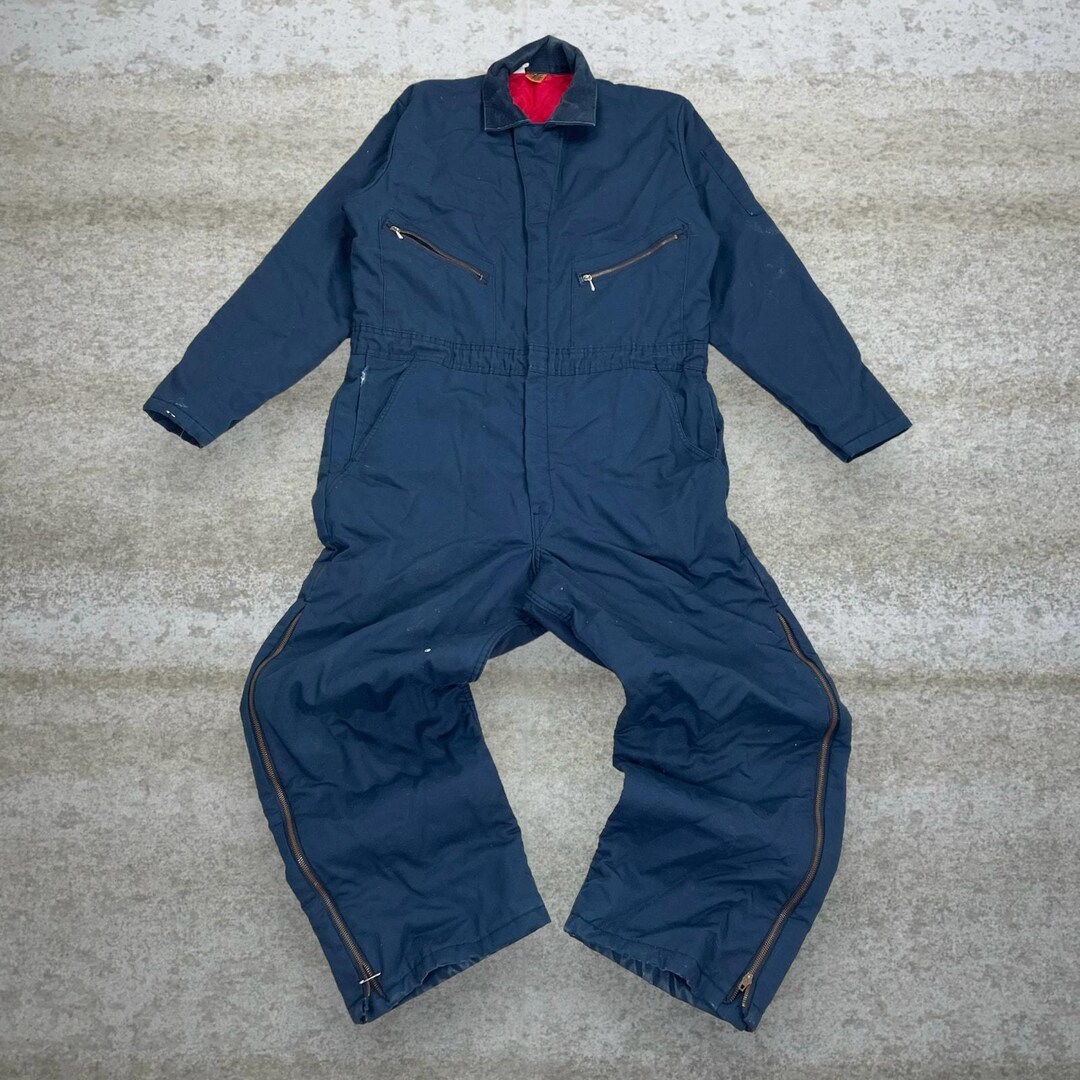 Vintage Wrangler Big Ben Coveralls Navy Blue Insulated Quilt Lined Made ...