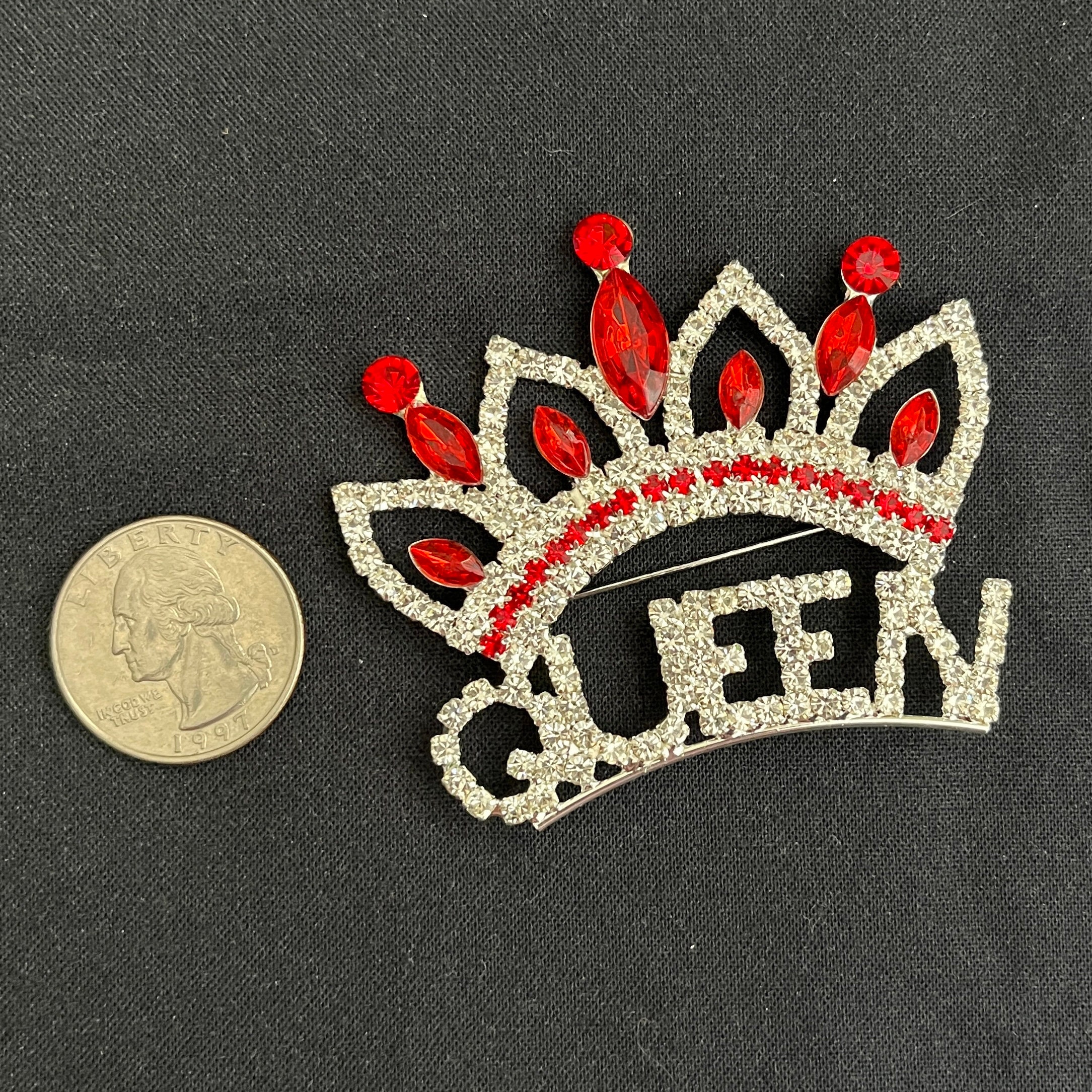 Queen, Red Hatter Pin Brooch Bling Rhinestone RHS Red Hat Society Queen ...