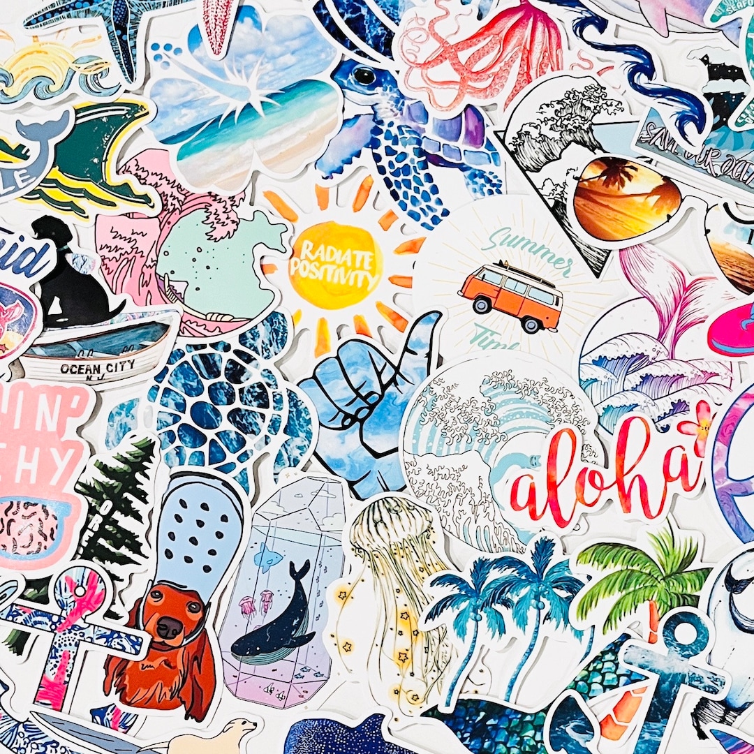 1 - 50 Pcs Beach Love Stickers, Party Favor, Stocking Stuffer, Beachy ...
