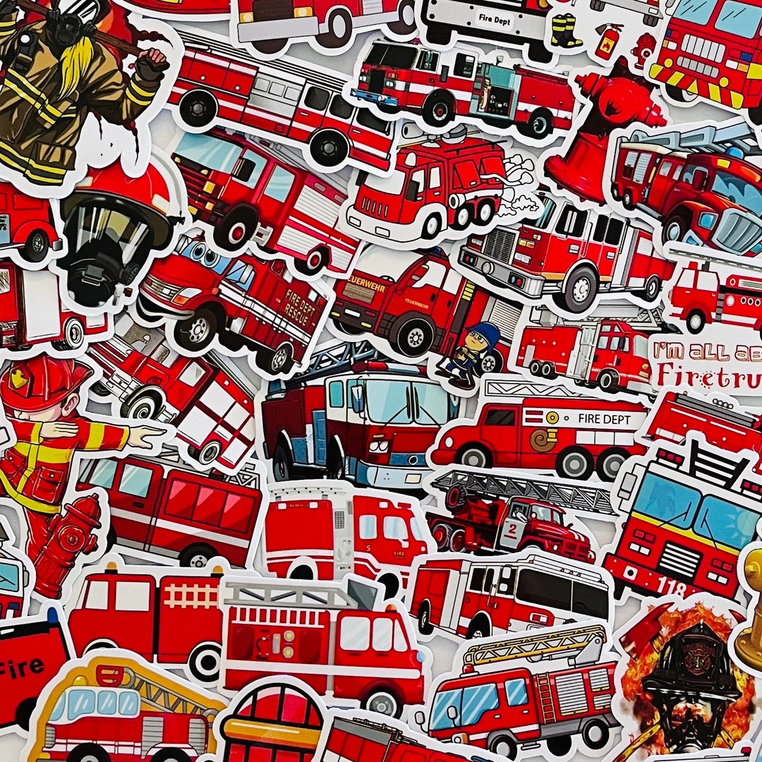 1 - 49 Pcs Fire Truck Stickers, Party Favor, Kid Gift, Piñata Stuffer ...