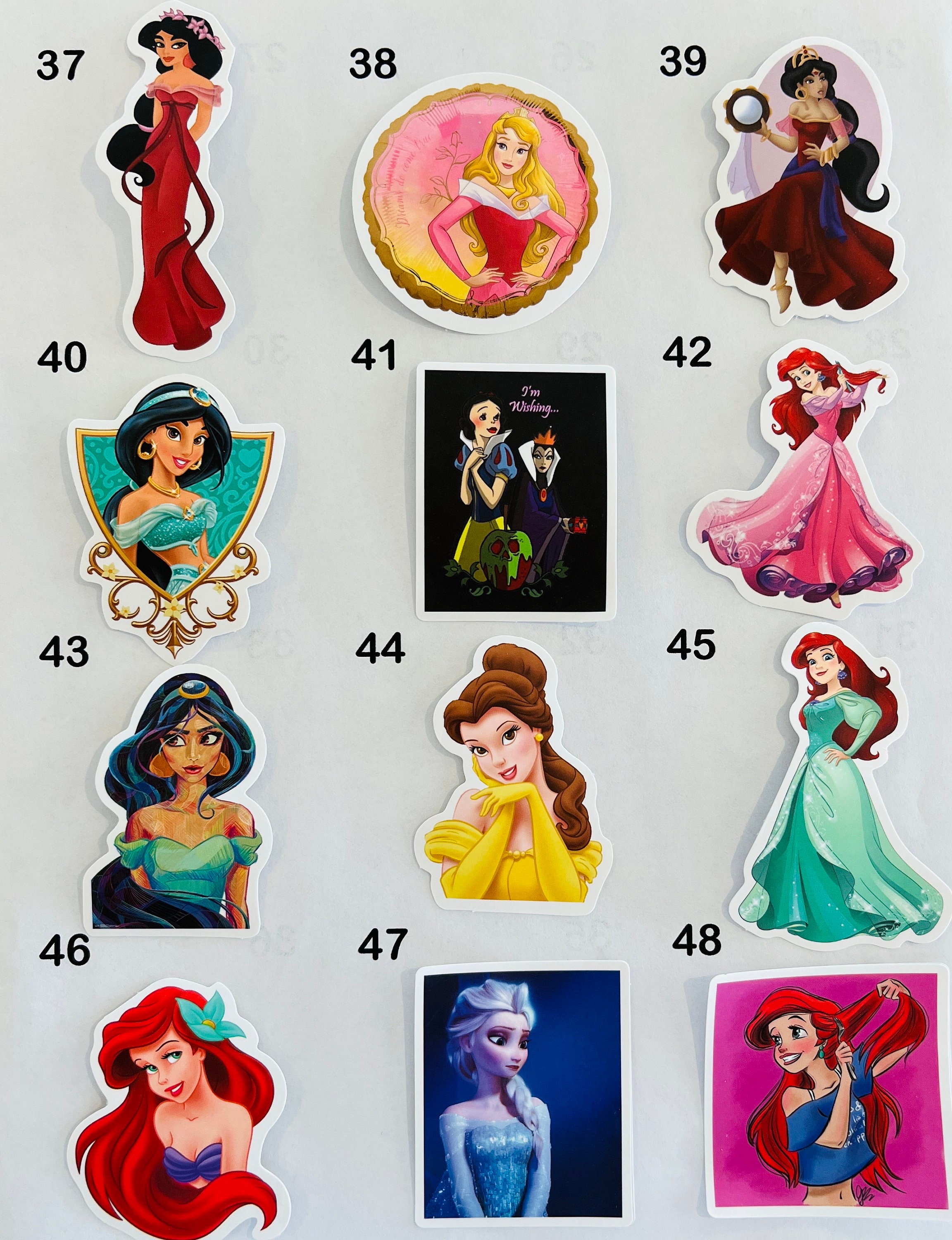 1 48 Pcs Disney Princesses Stickers Jasmine Belle - Etsy