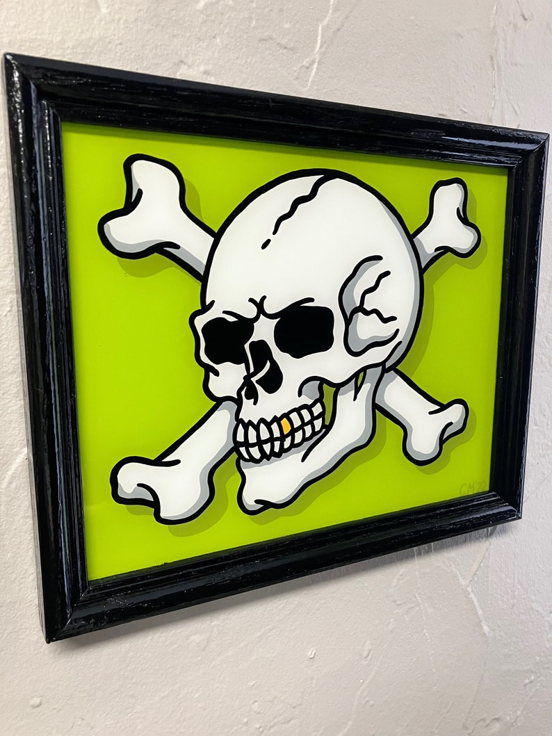 Skull Reverse Glass Enamel Painting - Etsy