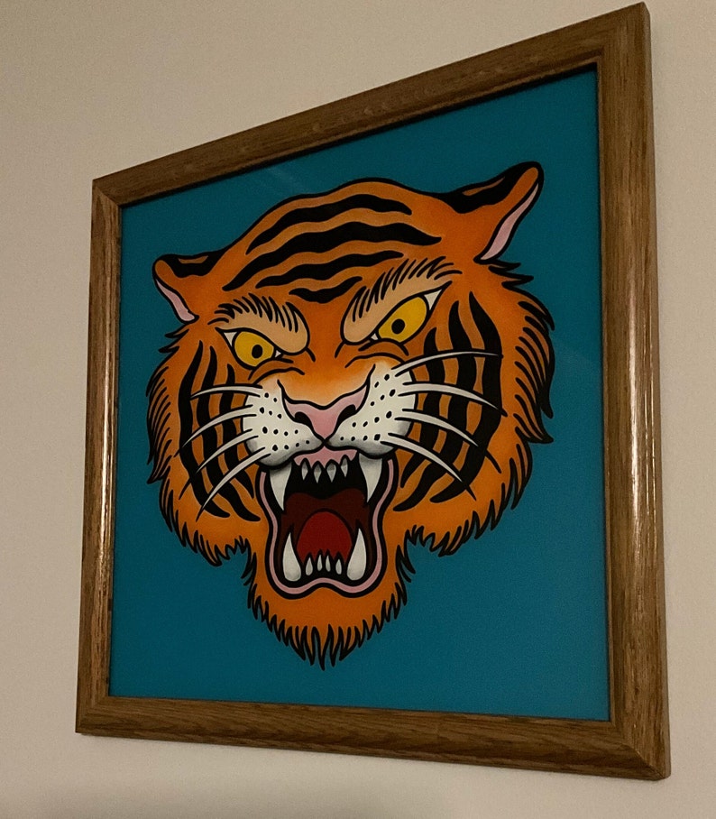 Tiger Reverse Glass Painting. - Etsy