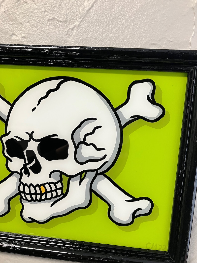 Skull Reverse Glass Enamel Painting - Etsy