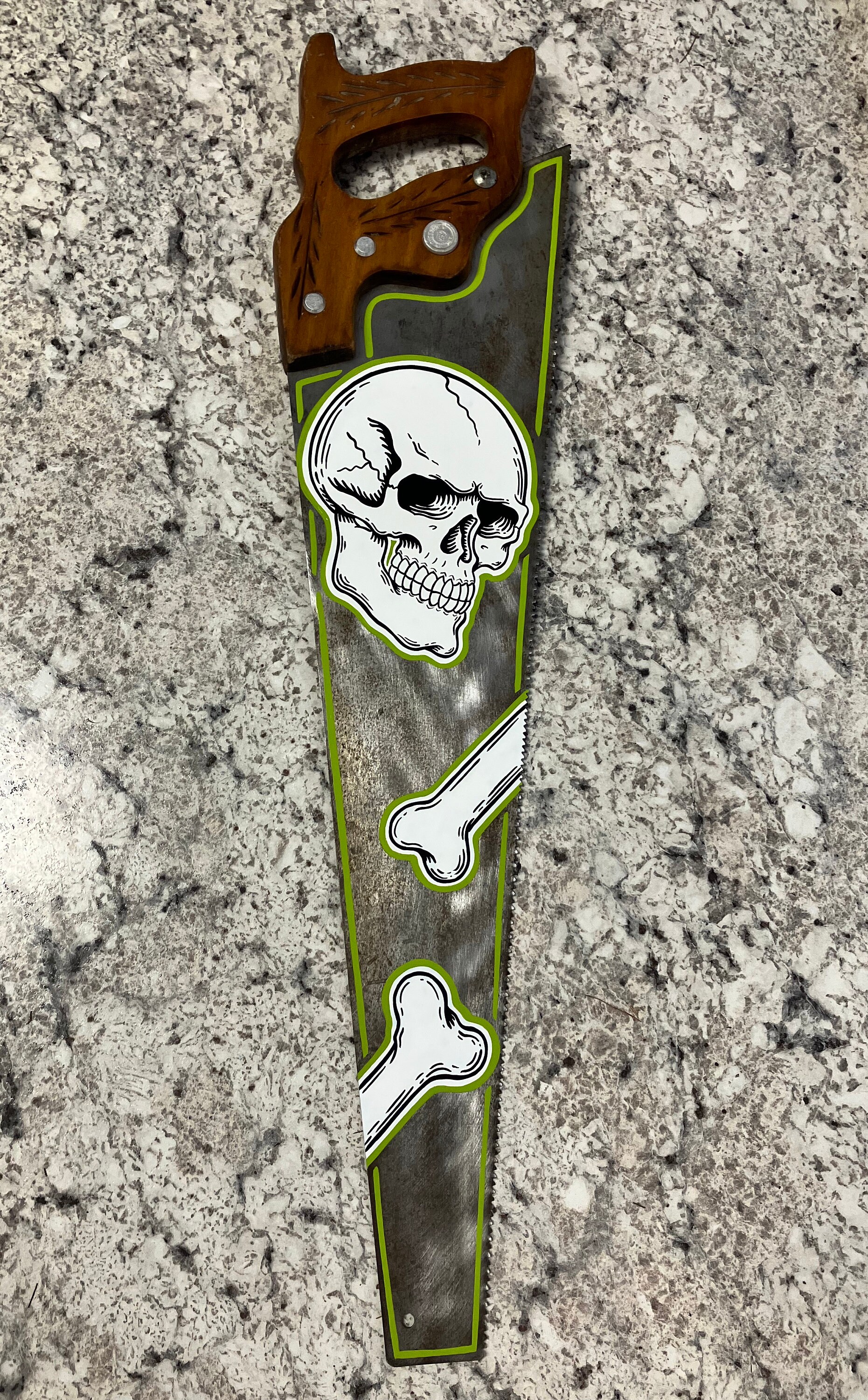 Hand Painted Skull and Bones on Vintage Saw - Etsy