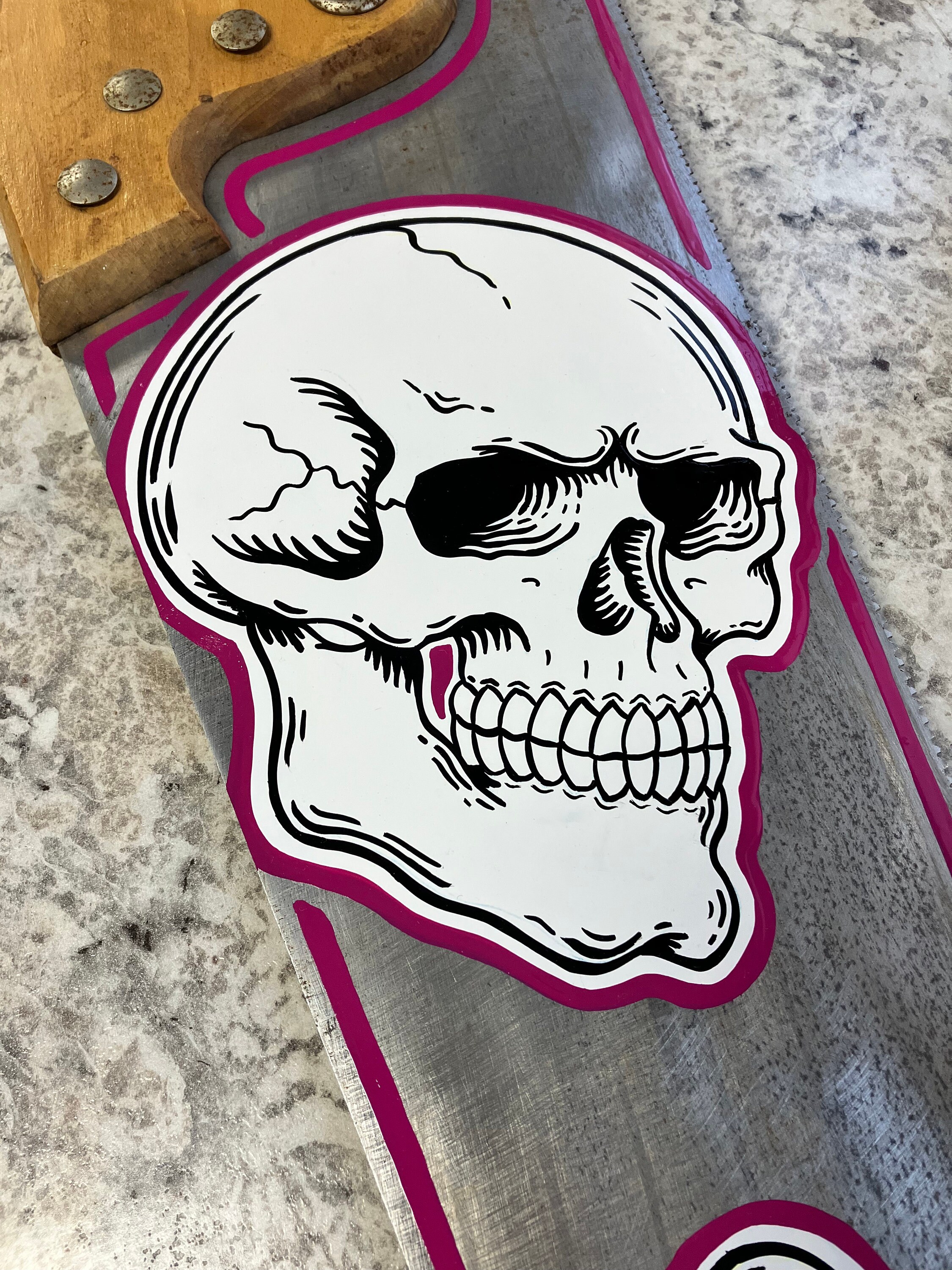 Hand Painted Skull and Bones on Vintage Saw - Etsy