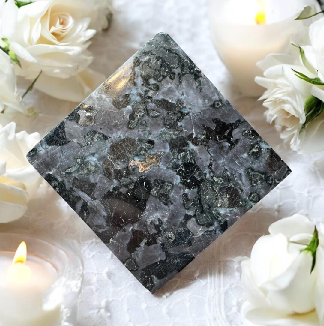 Mystic Merlinite Free-standing Cube | Rare Dendritic Indigo Gabbro ...