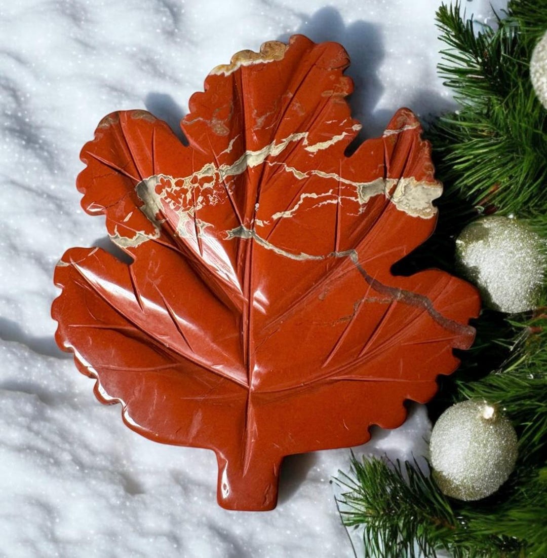 Gorgeous Red Jasper Leaf | Grounding Crystal Decor for Strength and ...