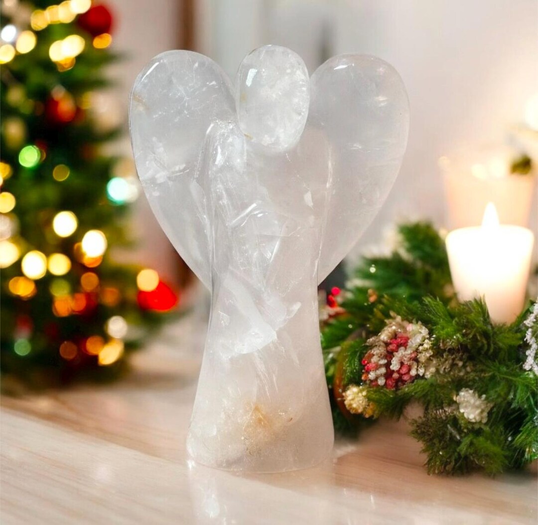 Angelic Rose Quartz Angel Figurine From Brazil| Crystal Guardian Angel ...