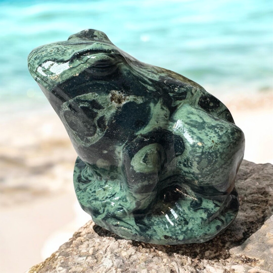 Kambaba Jasper Frog | Hand-carved Gemstone Frog | Calming and Grounding ...