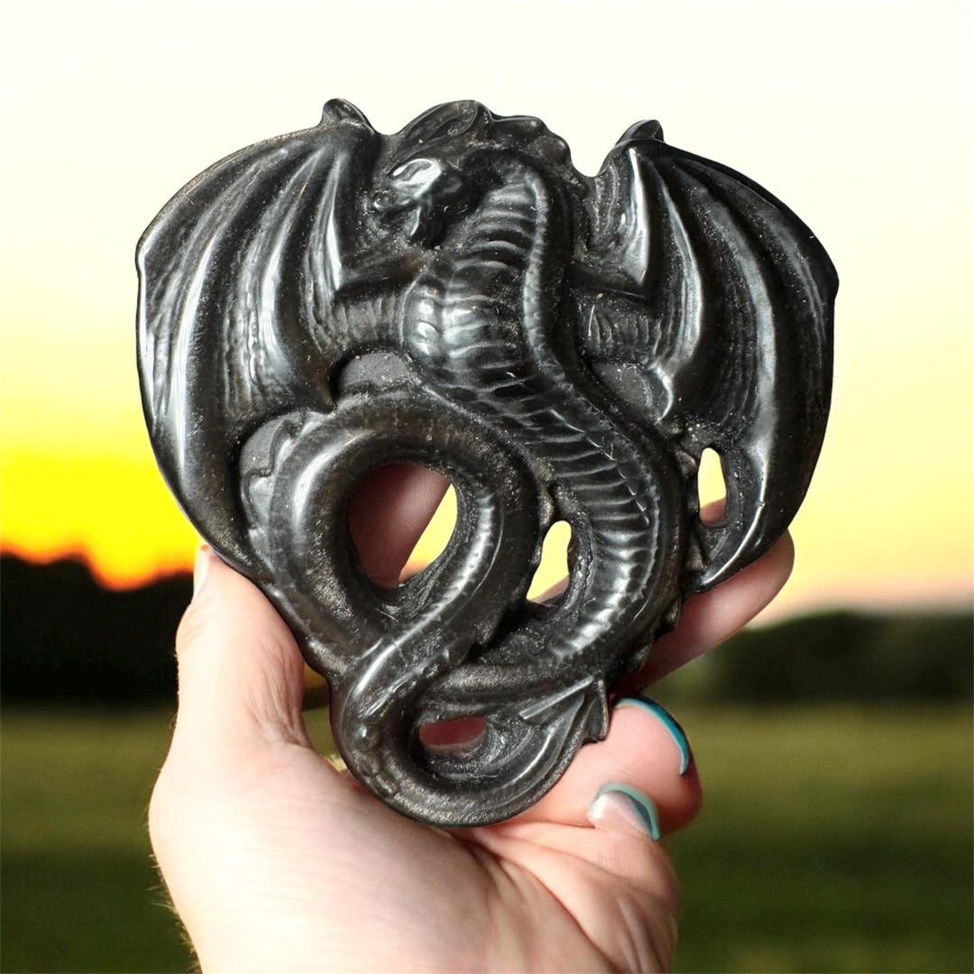 Mythical Sheen Obsidian Dragon | Powerful Protection Crystal | Unique ...