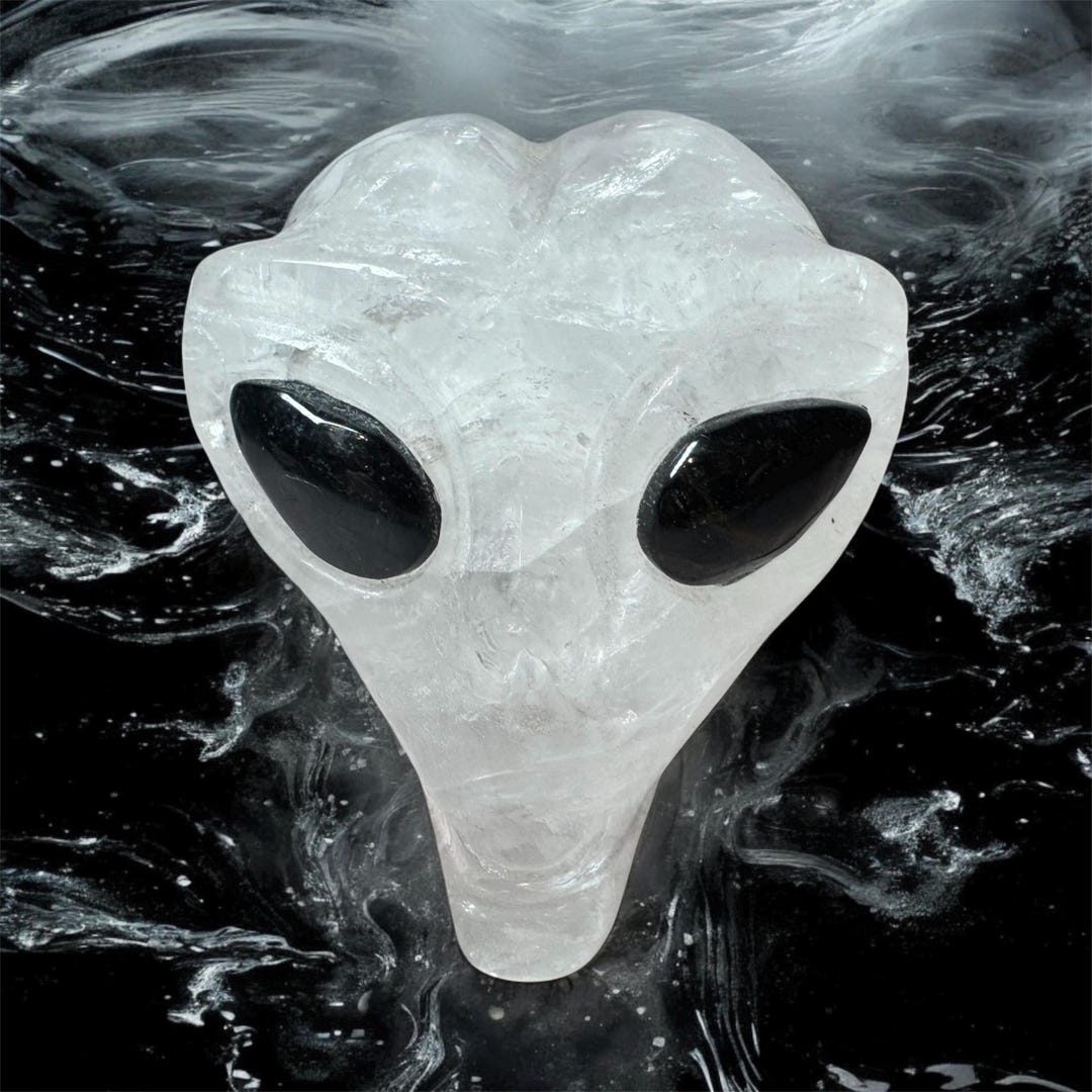 Mystical Clear Quartz Alien Head|unique Crystal Sculpture for Cosmic ...