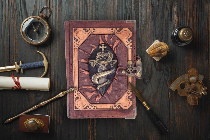 Refillable Leather Snake and Sword Journal - Etsy