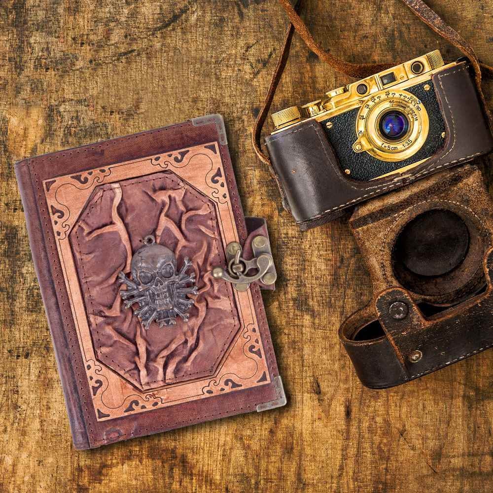 Refillable Leather Skull and Bones Journal - Etsy
