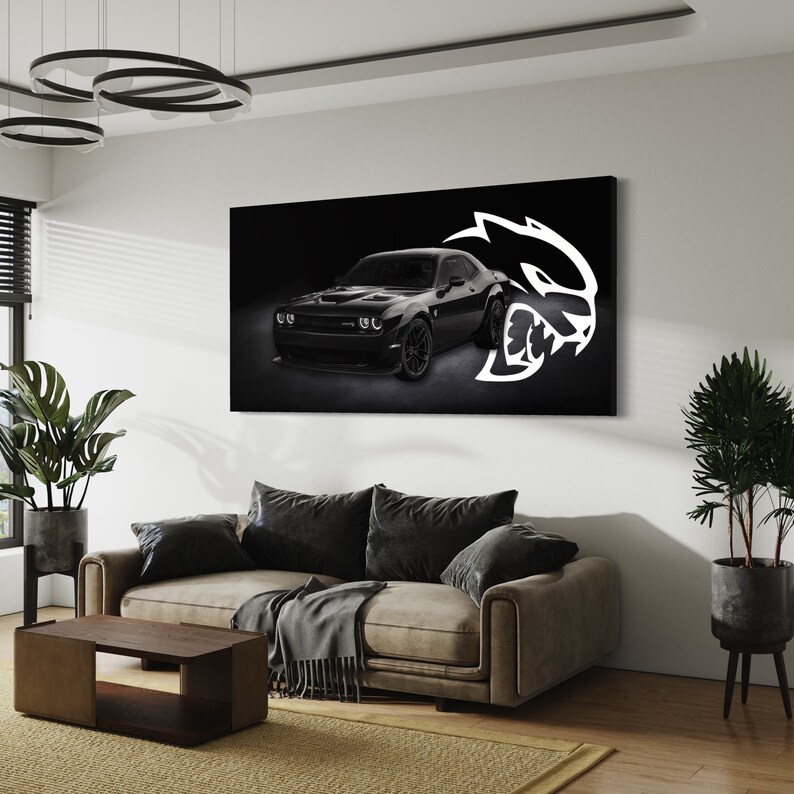 Hellcat Challenger Canvas “shadow Beast” | Canvas Wall Art | Motivation ...