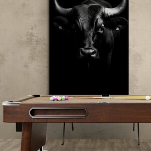 Charcoal Charge | Bull Canvas Wall Art - Etsy