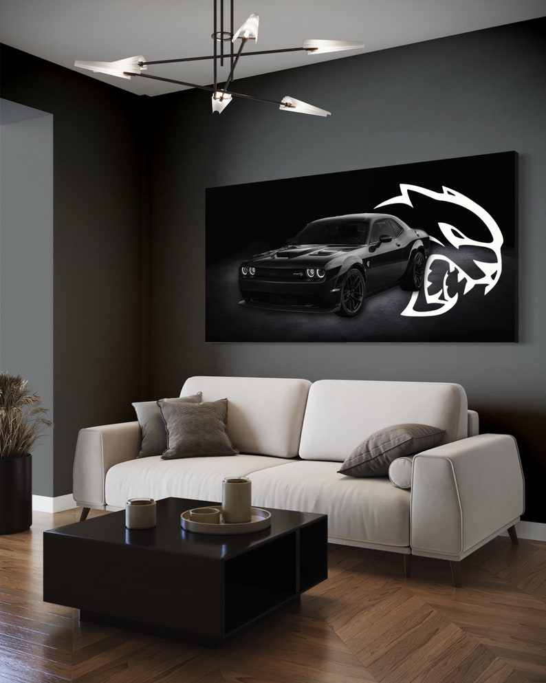 Hellcat Challenger Canvas shadow Beast Canvas Wall Art Motivation SRT ...