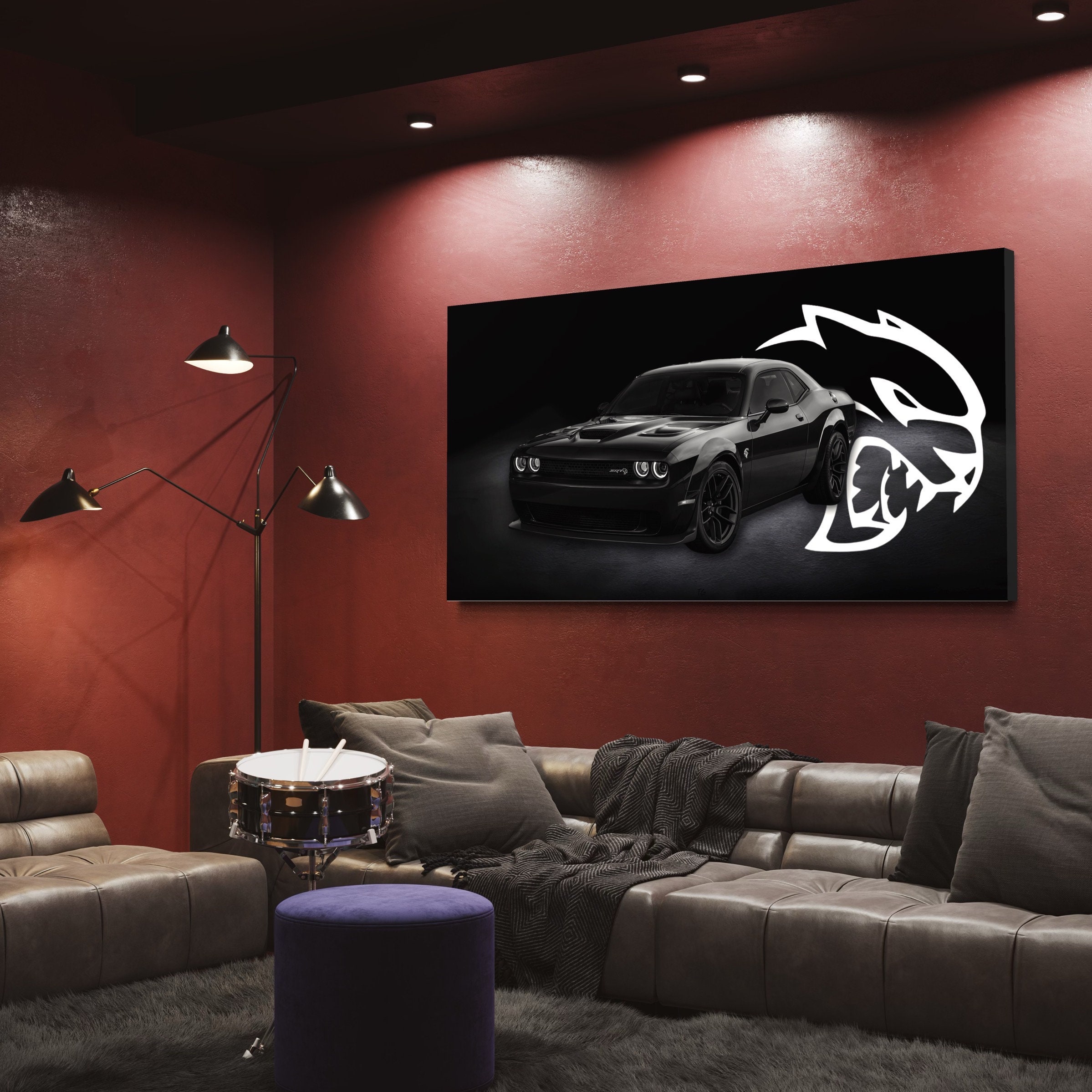 Hellcat Challenger Canvas shadow Beast Canvas Wall Art Motivation SRT ...