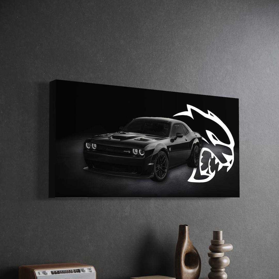 Hellcat Challenger Canvas “shadow Beast” | Canvas Wall Art | Motivation ...