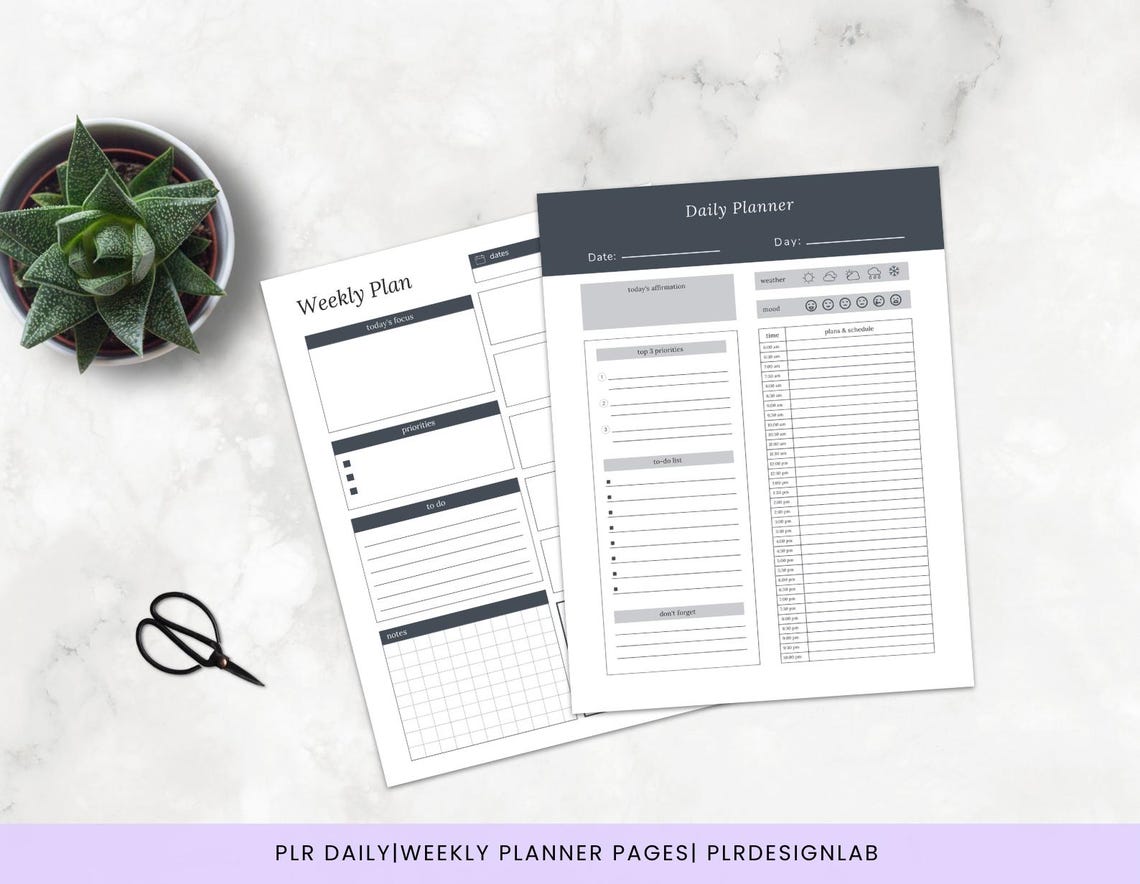 PLR Printables | Minimalist Printable Planner | Daily,weekly,monthly ...
