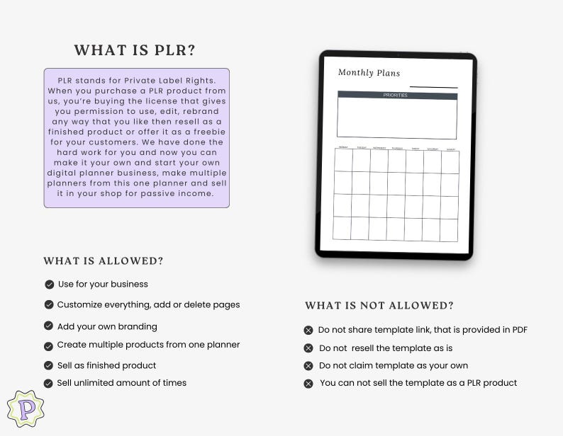 PLR Printables | Minimalist Printable Planner | Daily,weekly,monthly ...