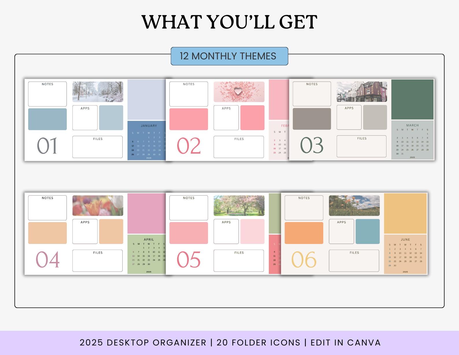 2025 Desktop Organizer Wallpaper: 20 Folder Icons (PLR Commercial ...