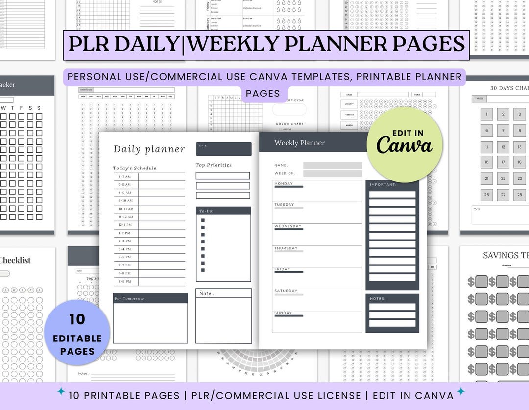 PLR Printables | Minimalist Printable Planner | Daily,weekly,monthly ...