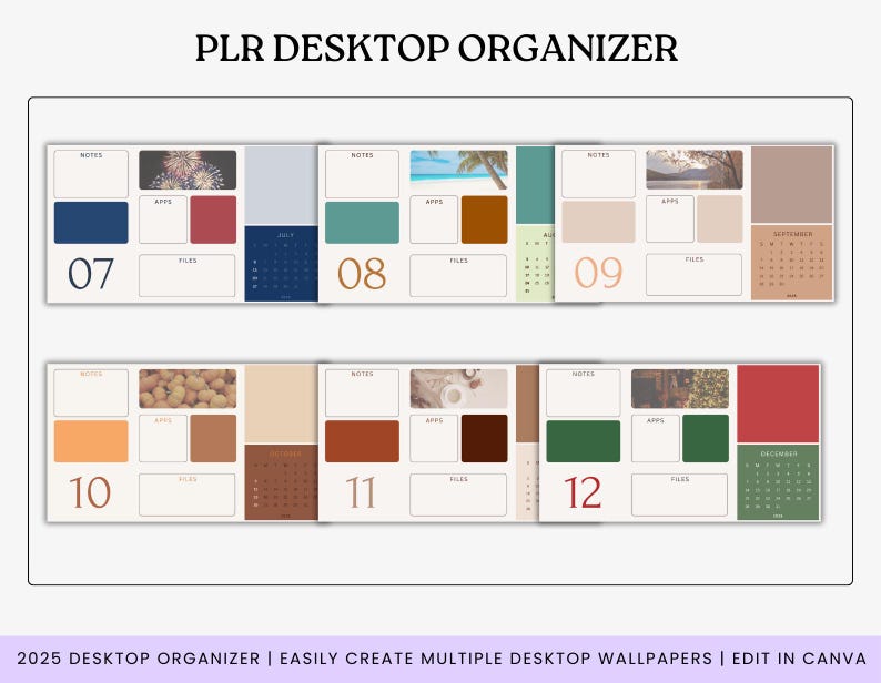 PLR 2025 Desktop Organizer Wallpaper With 20 Folder Icons Included PLR ...
