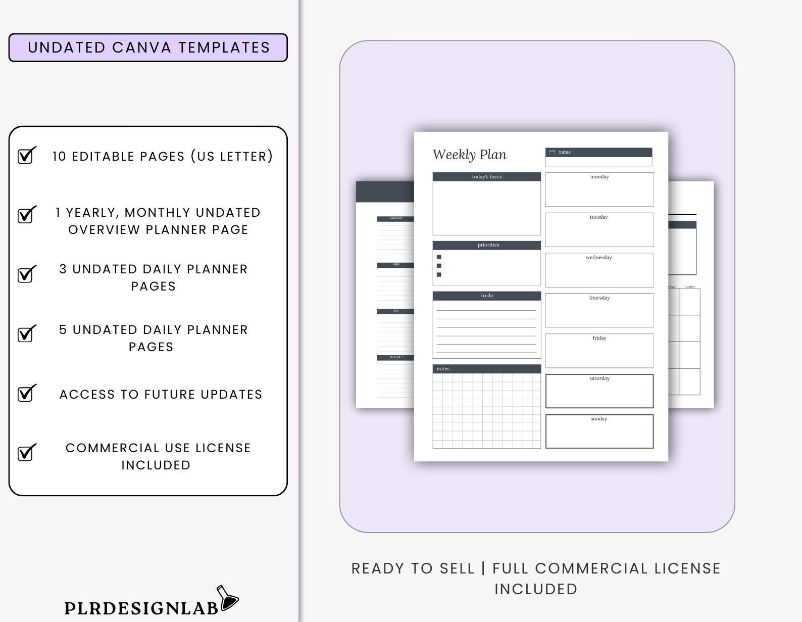 PLR Printables | Minimalist Printable Planner | Daily,weekly,monthly ...