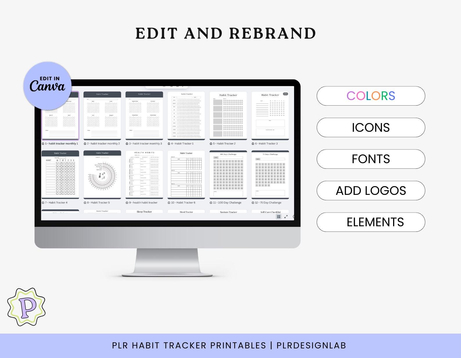 20-page Habit Tracker Printable Templates: Minimalist Design (canva ...