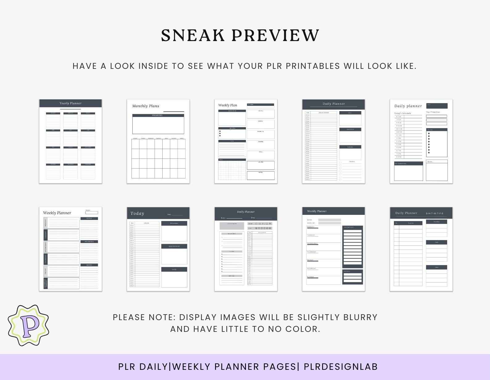 PLR Printables | Minimalist Printable Planner | Daily,weekly,monthly ...
