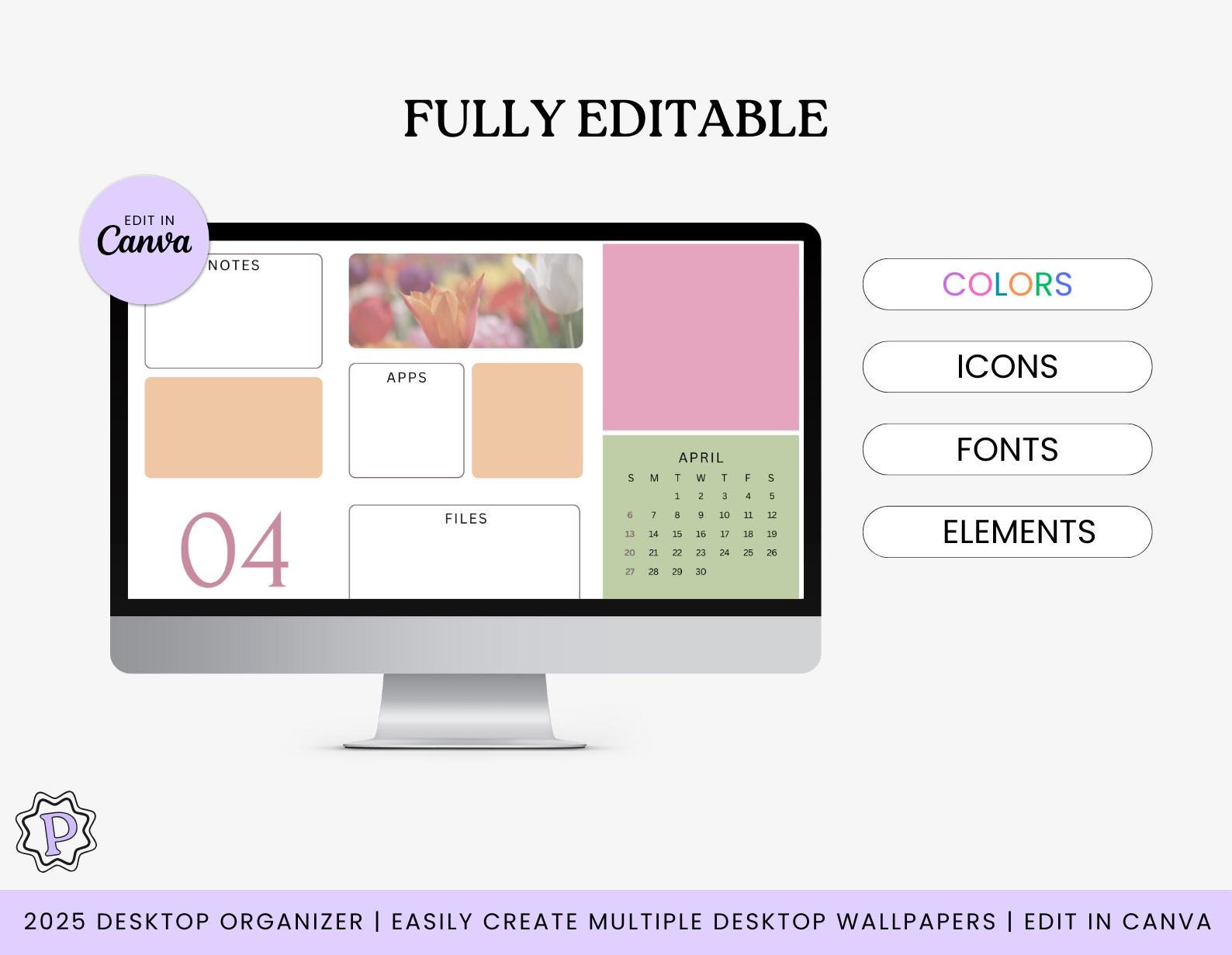 2025 Desktop Organizer Wallpaper: 20 Folder Icons (PLR Commercial ...