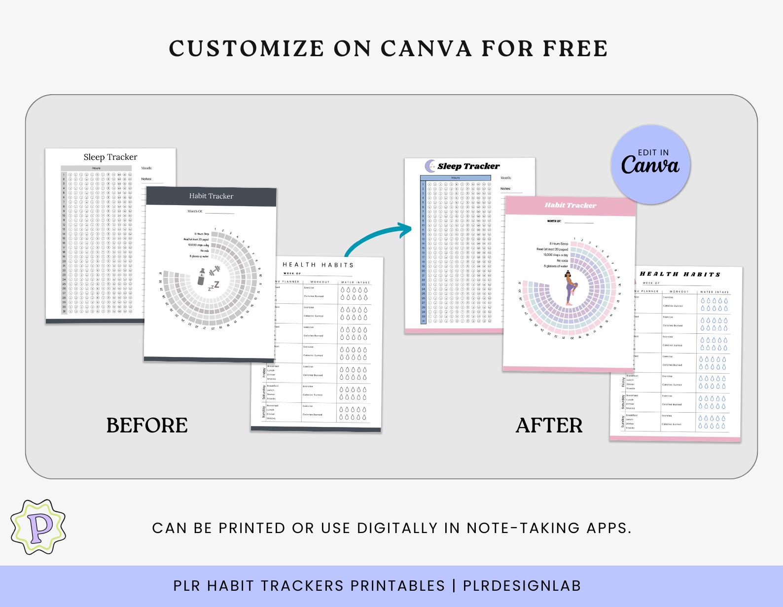 20-page Habit Tracker Printable Templates: Minimalist Design (canva ...