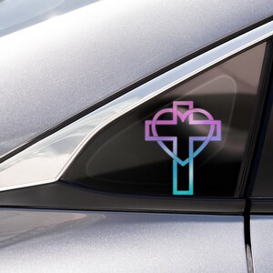 Cross Heart Decal Car, Truck, Windshield, Laptop, Vinyl, Holographic ...