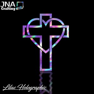 Cross Heart Decal Car, Truck, Windshield, Laptop, Vinyl, Holographic ...