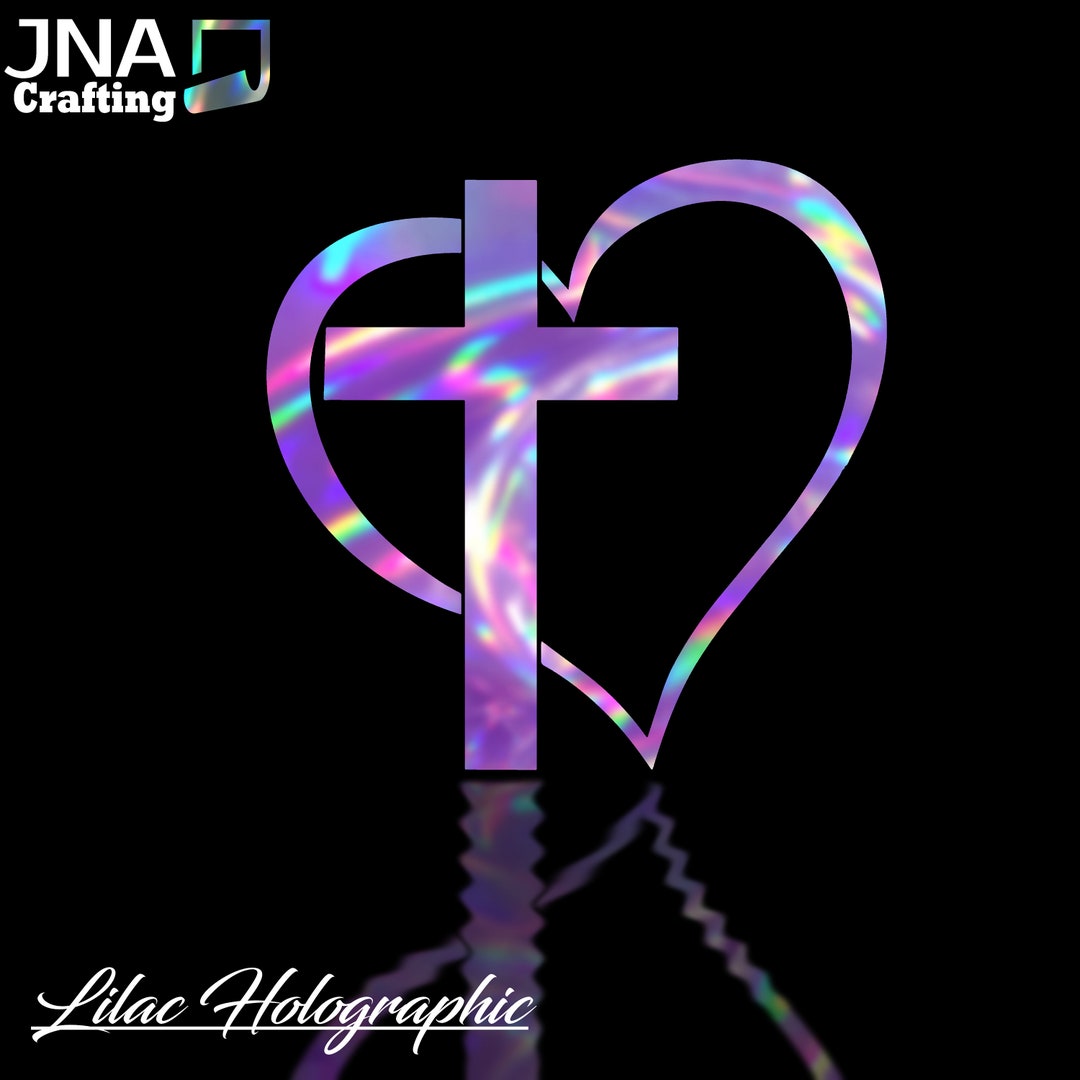 Cross Heart Decal Car, Truck, Windshield, Laptop, Vinyl, Holographic ...