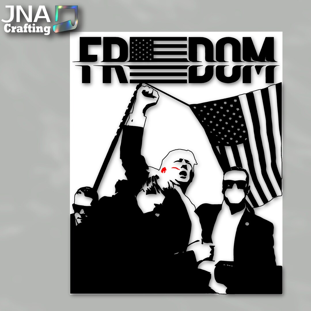 Donald Trump Iconic Moment Vinyl Decal Black on White Background With ...