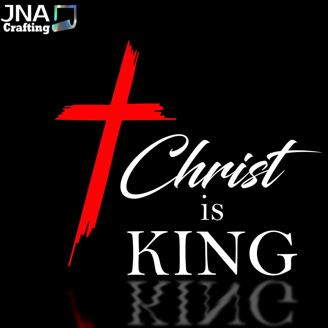 Christ is King Decal: Colored Cross, White Text - Vinyl Holographic - Etsy