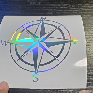 Compass Decal Car, Truck, Windshield, Laptop, Vinyl, Holographic, Decal ...