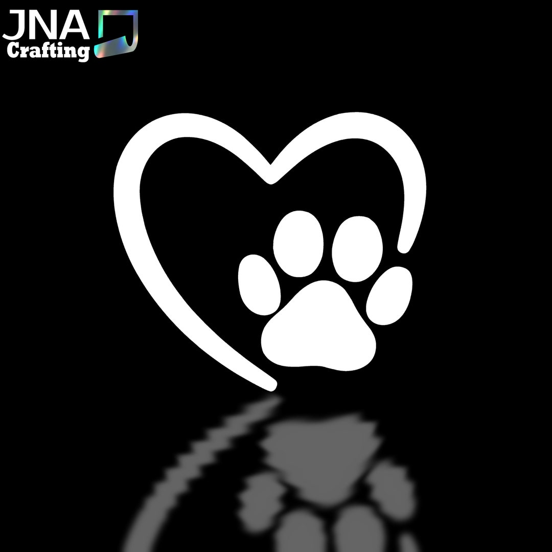Heart Dog Paw Decal, Holographic Vinyl Sticker, Car, Laptop ...