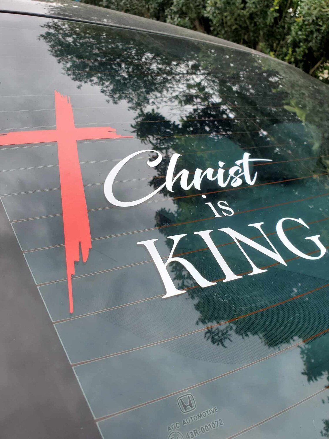 Christ is King Decal: Colored Cross, White Text - Vinyl Holographic - Etsy