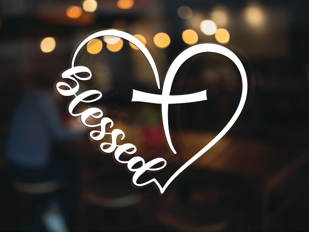 Blessed Cross Heart Vinyl Decal, Car Truck Laptop - Etsy