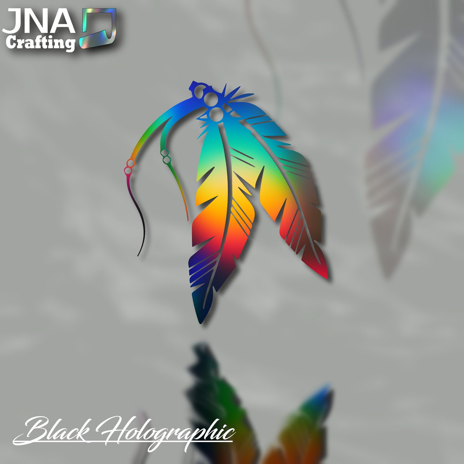 Feather Decal Car, Truck, Windshield, Laptop, Vinyl, Holographic ...