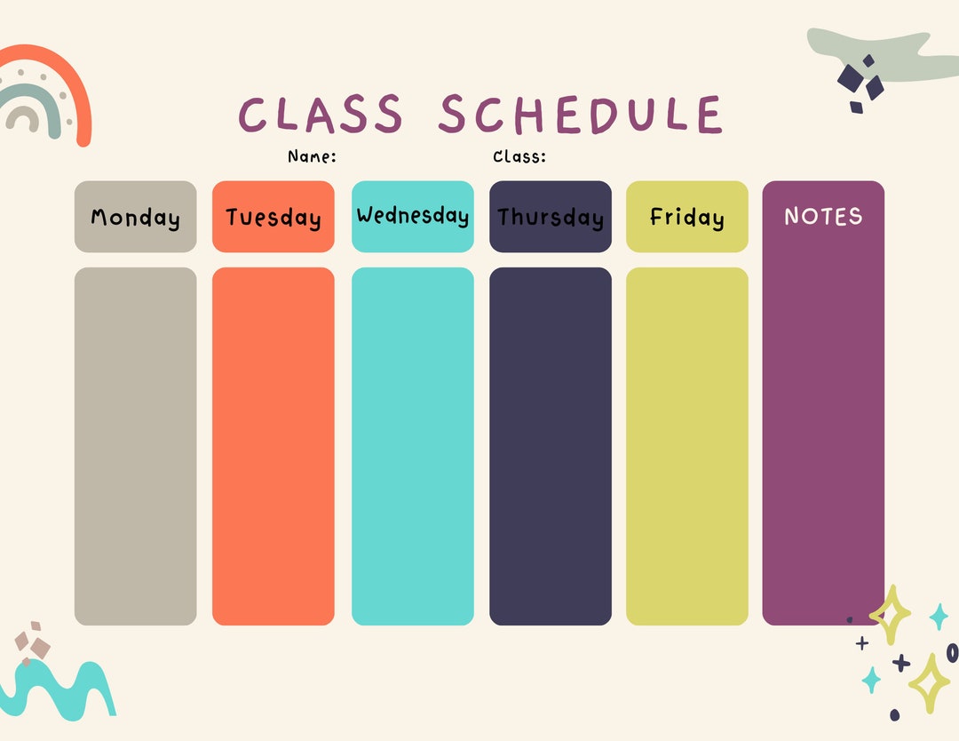 Class Schedule/ Weekly Planner - Etsy